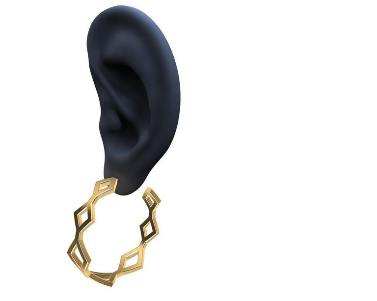 18 Karat Yellow Gold Seven Rhombus Hoops For Sale at 1stDibs