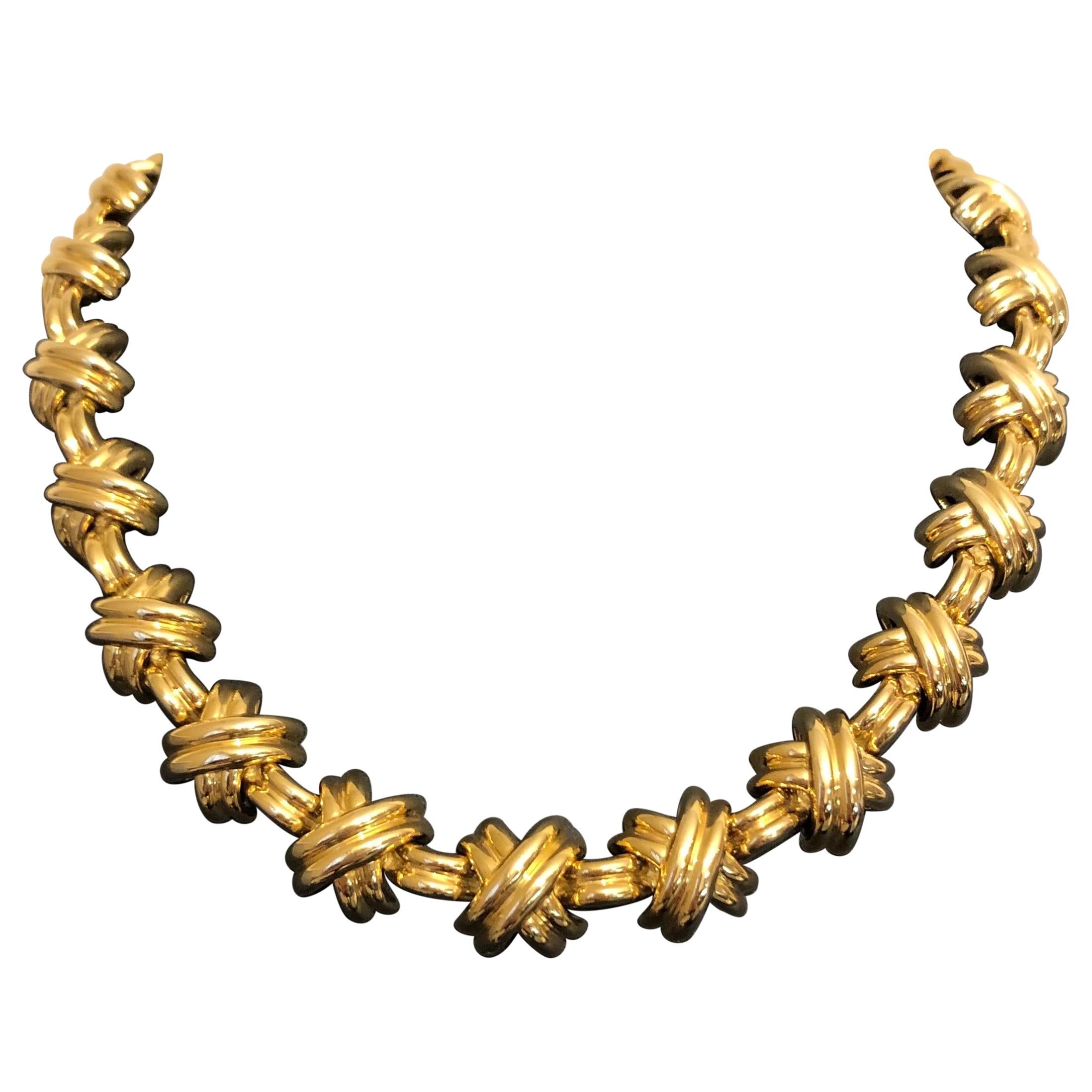 TIFFANY and CO. GOLD Herringbone Necklace at 1stDibs TIFFANY and CO. GOLD Herringbone Necklace at 1stDibs