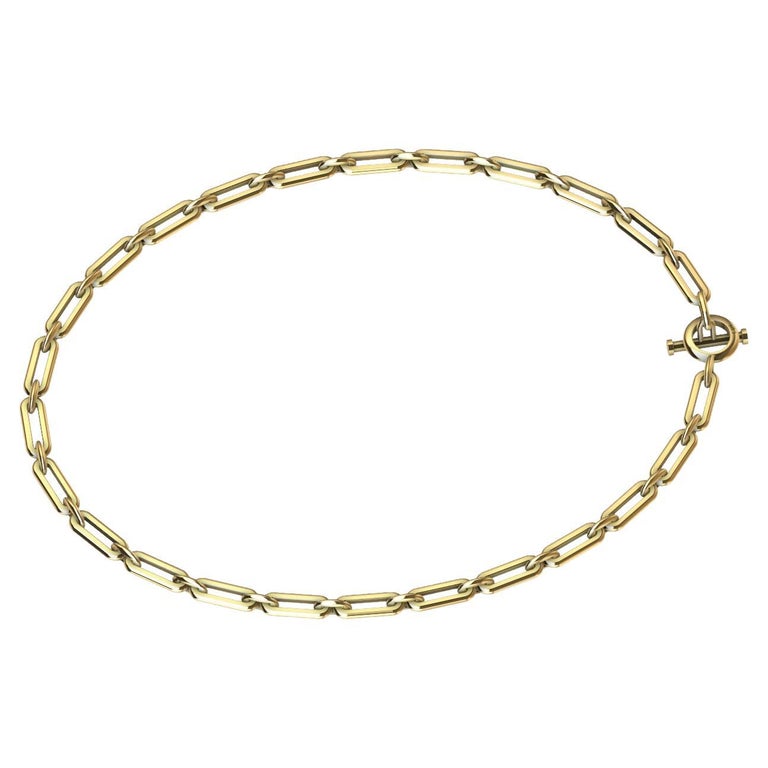 18 Karat Yellow Gold Small Link Chain Necklace For Sale at 1stDibs