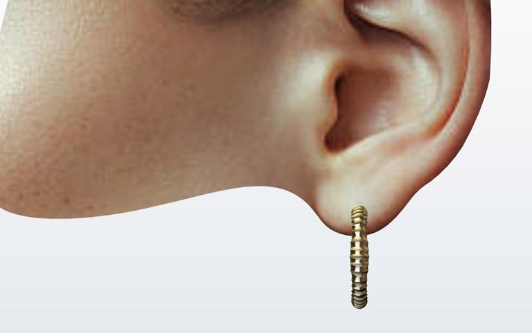 18 Karat Yellow Gold Small Vertebrae Hoop Earrings For Sale at 1stDibs