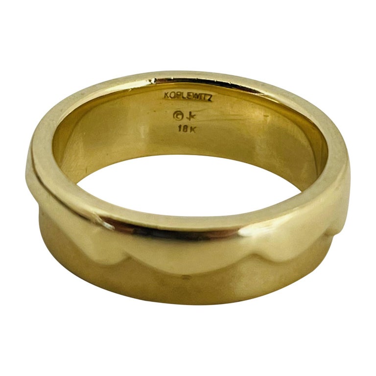 18 Karat Yellow Gold Solid Fancy Modernist Band Ring Jane Koplewitz For ...