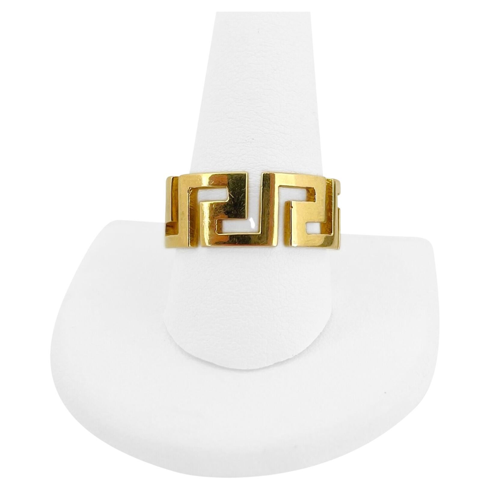 Georgios Collections 18 Karat Yellow Gold Diamond Greek Key Design Wide ...