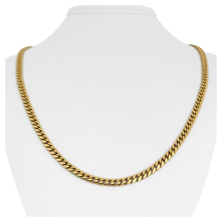 18 Karat Yellow Gold Solid Heavy Cuban Curb Link Chain Necklace at 1stDibs