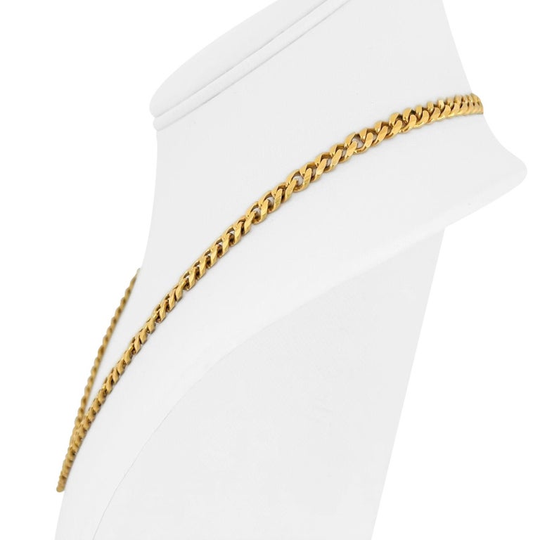 18 Karat Yellow Gold Solid Heavy Curb Link Chain Necklace at 1stDibs