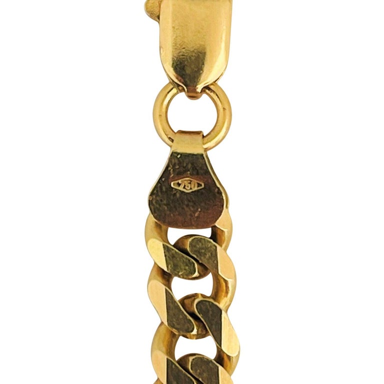 18 Karat Yellow Gold Solid Heavy Curb Link Chain Necklace at 1stDibs