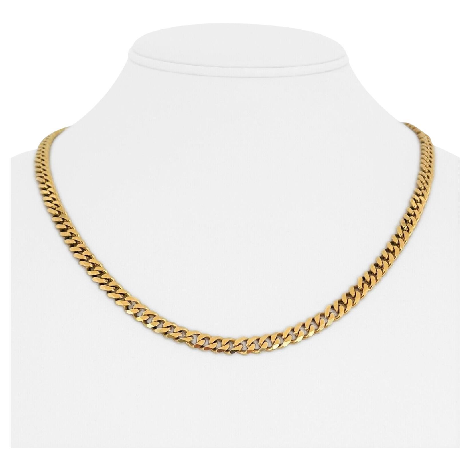 18 Karat Yellow Gold Solid Box Link Chain Necklace Italy For Sale at ...