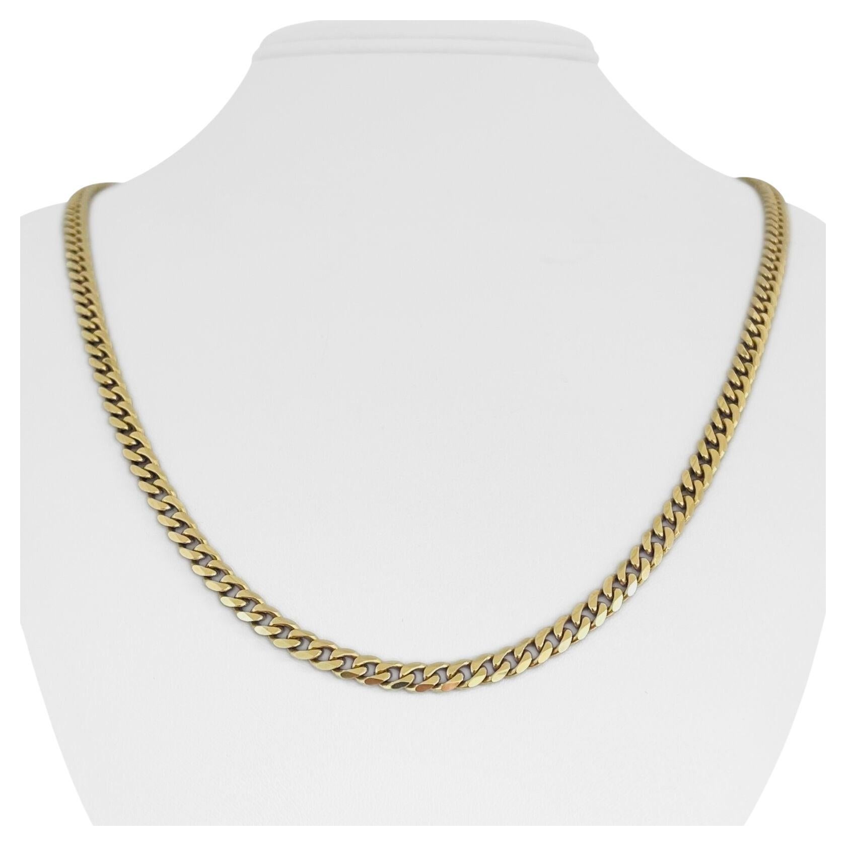 14 Karat Yellow Gold Solid Heavy Cuban Curb Link Chain Necklace For Sale at 1stDibs