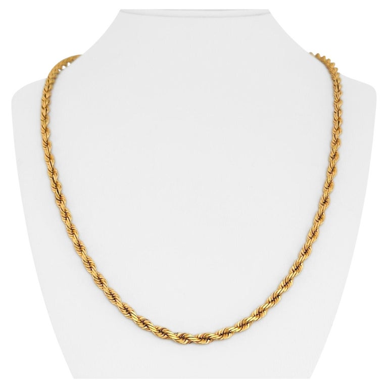 18 Karat Yellow Gold Solid Heavy Diamond Cut Rope Chain Necklace For ...