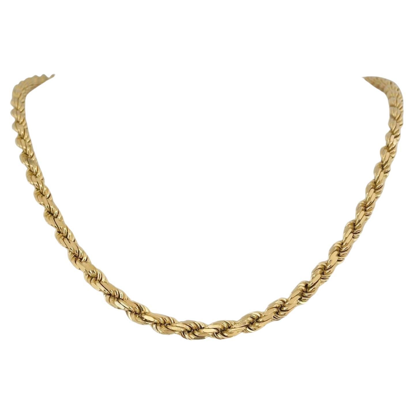 18 Karat Yellow Gold Solid Heavy Diamond Cut Rope Chain Necklace For ...