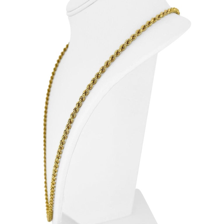 18 Karat Yellow Gold Solid Heavy Long Rope Chain Necklace For Sale at ...