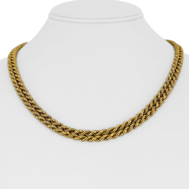 18 Karat Yellow Gold Solid Heavy Long Rope Chain Necklace For Sale at ...