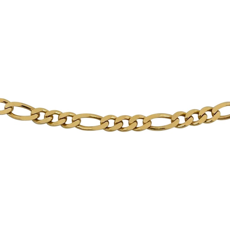 18 Karat Yellow Gold Solid Long Figaro Link Chain Necklace, Italy For ...