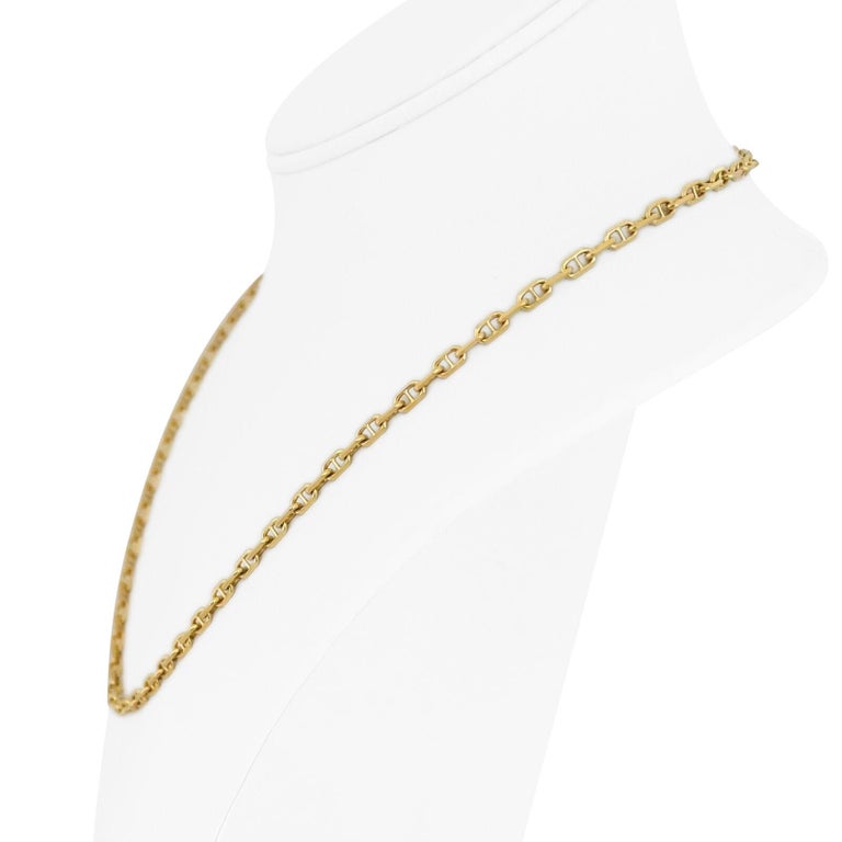 18 Karat Yellow Gold Solid Mariner Gucci Link Chain Necklace Italy For ...