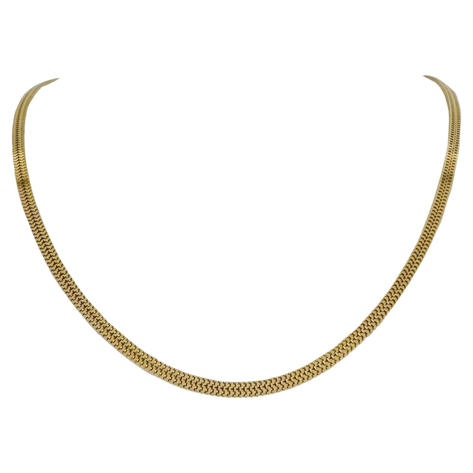 18 Karat Yellow Gold Solid Squared Fancy Link Necklace For Sale at 1stDibs