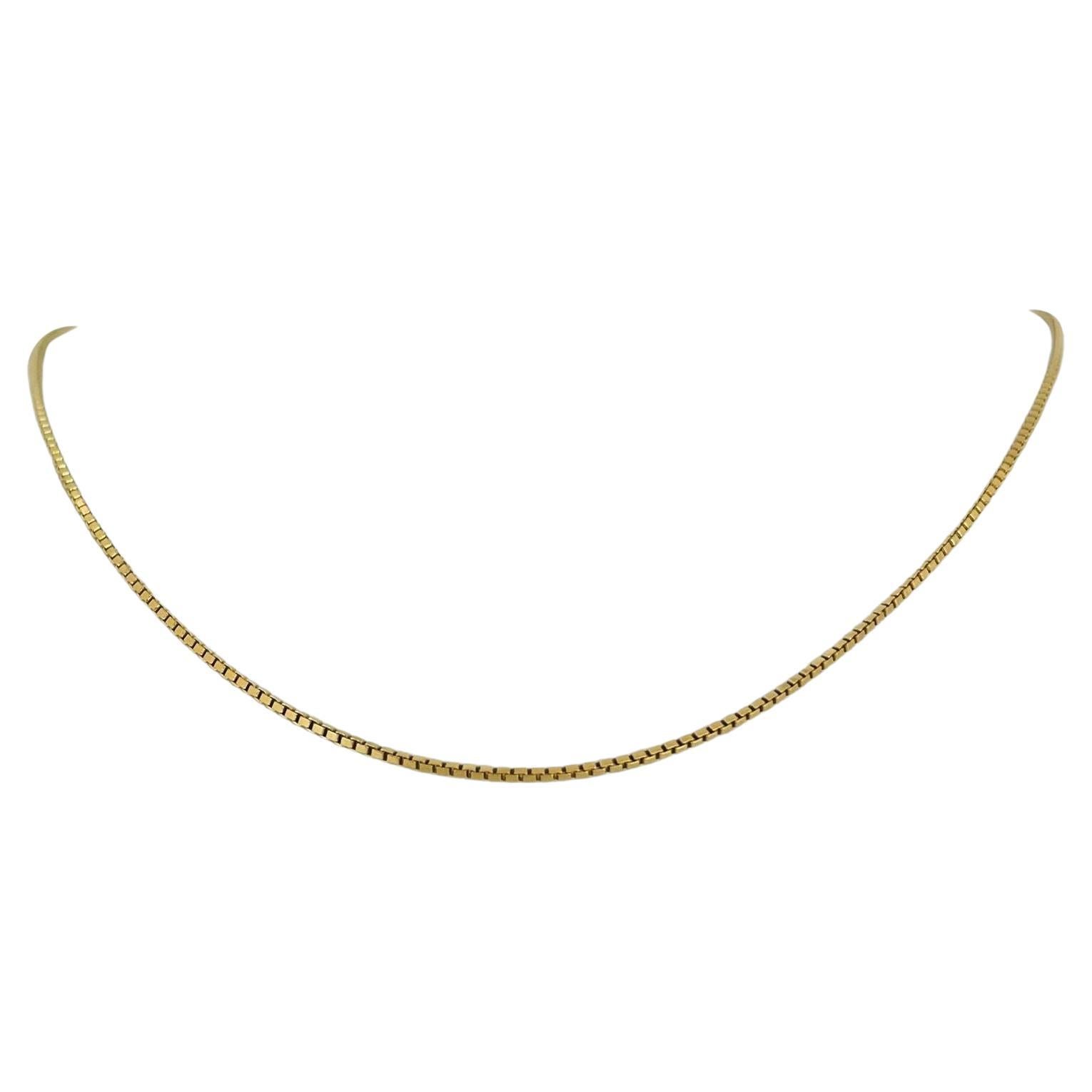 14 Karat Yellow Gold Solid Thin Box Link Chain Necklace For Sale at 1stDibs