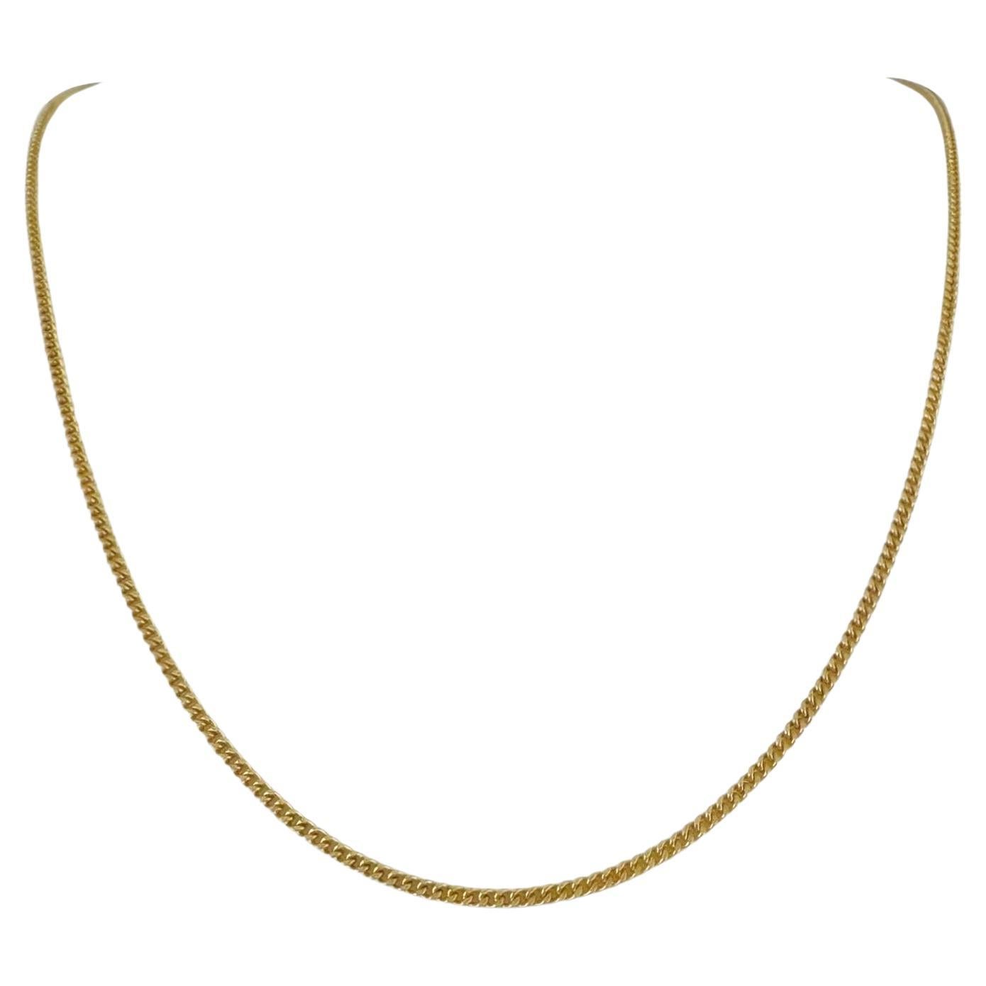 14 Karat Yellow Gold Thin Flat Curb Link Chain Necklace For Sale at 1stDibs