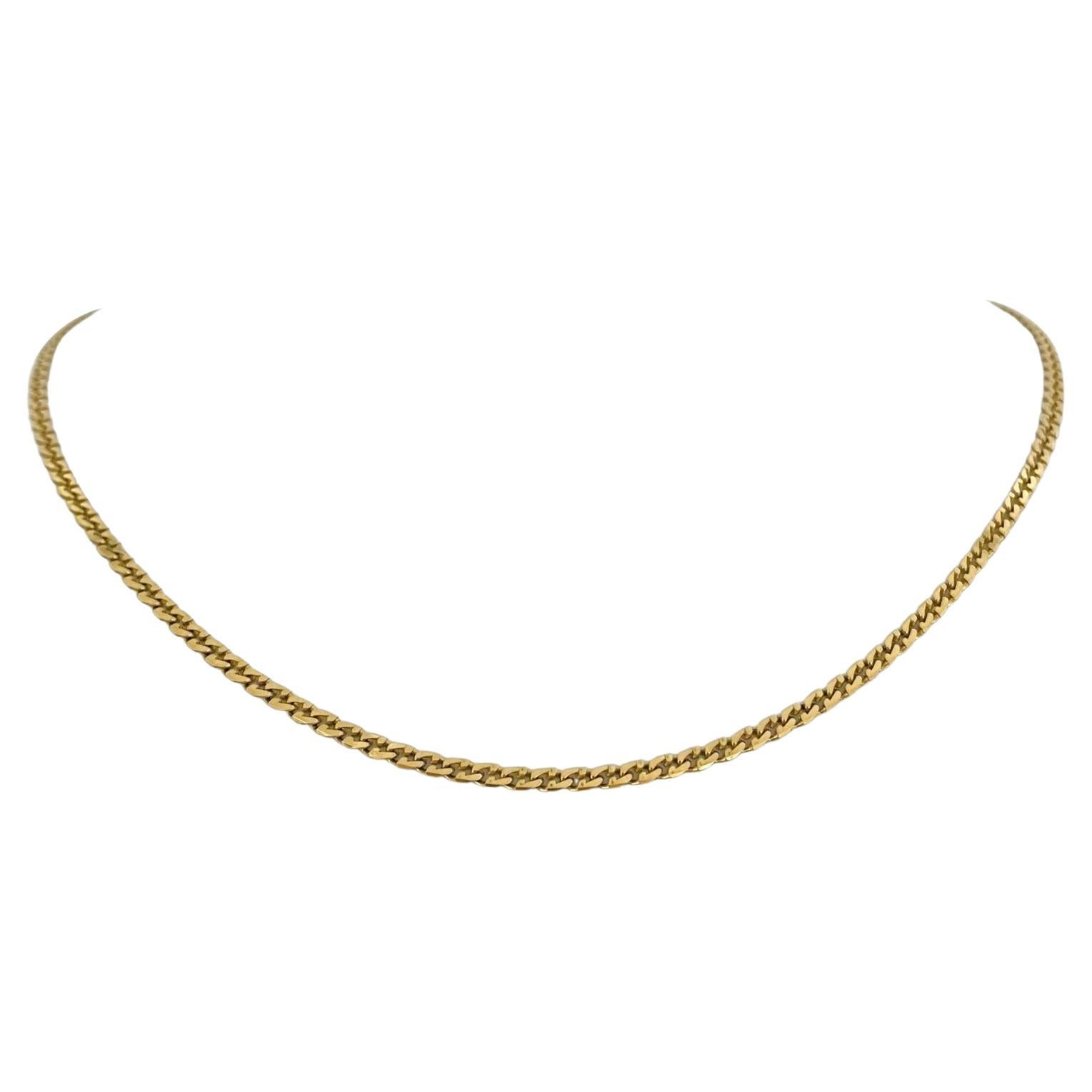 18 Karat Yellow Gold Solid Thin Fancy Curb Link Chain Necklace Italy ...
