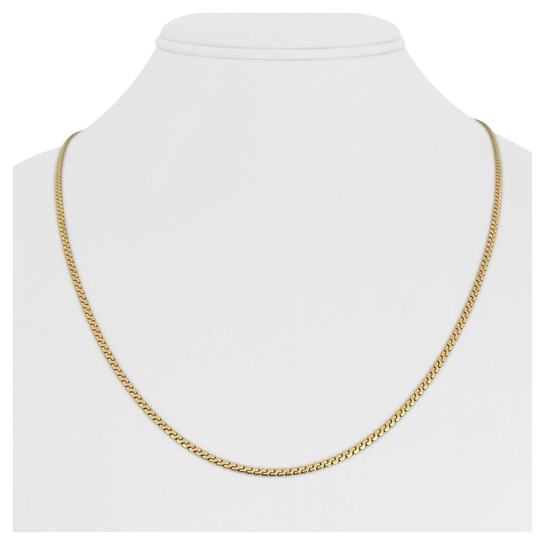 18 Karat Yellow Gold Solid Thin Serpentine Link Chain Necklace For Sale ...