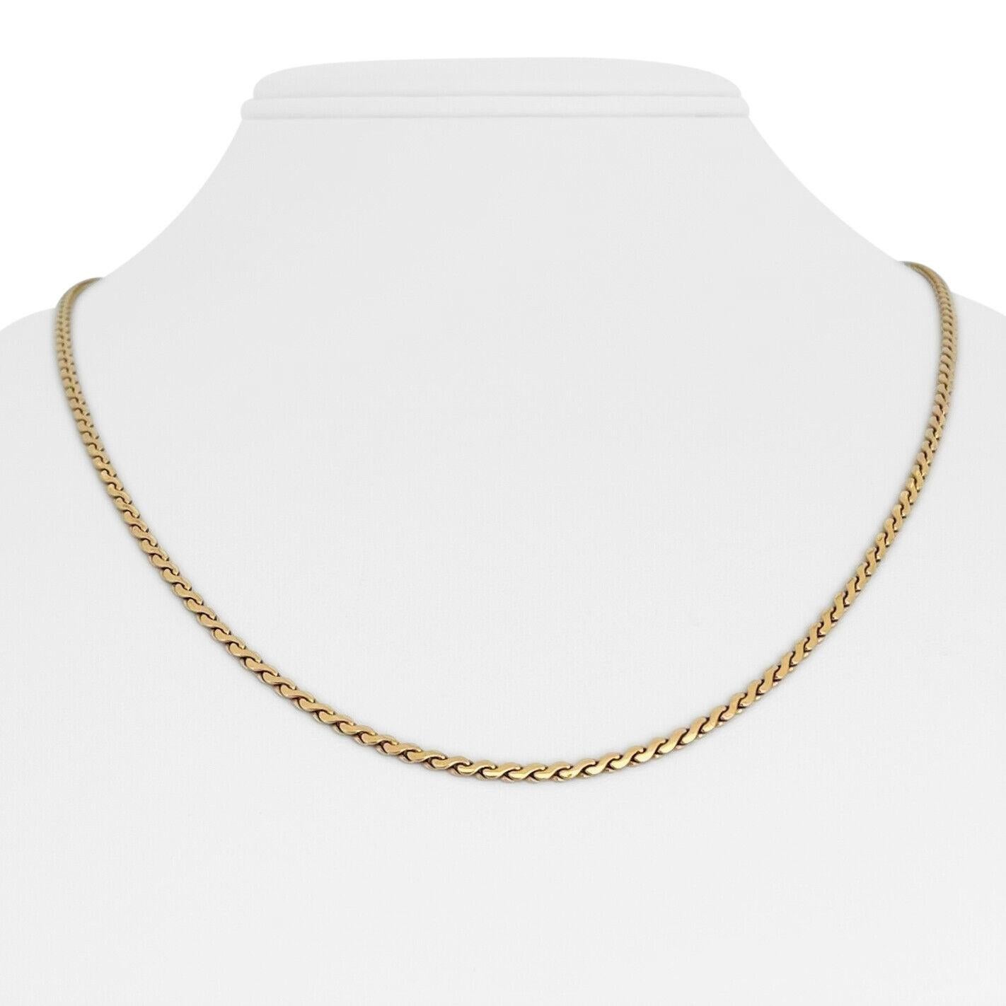 18 Karat Yellow Gold Solid Thin Serpentine Link Chain Necklace Italy ...