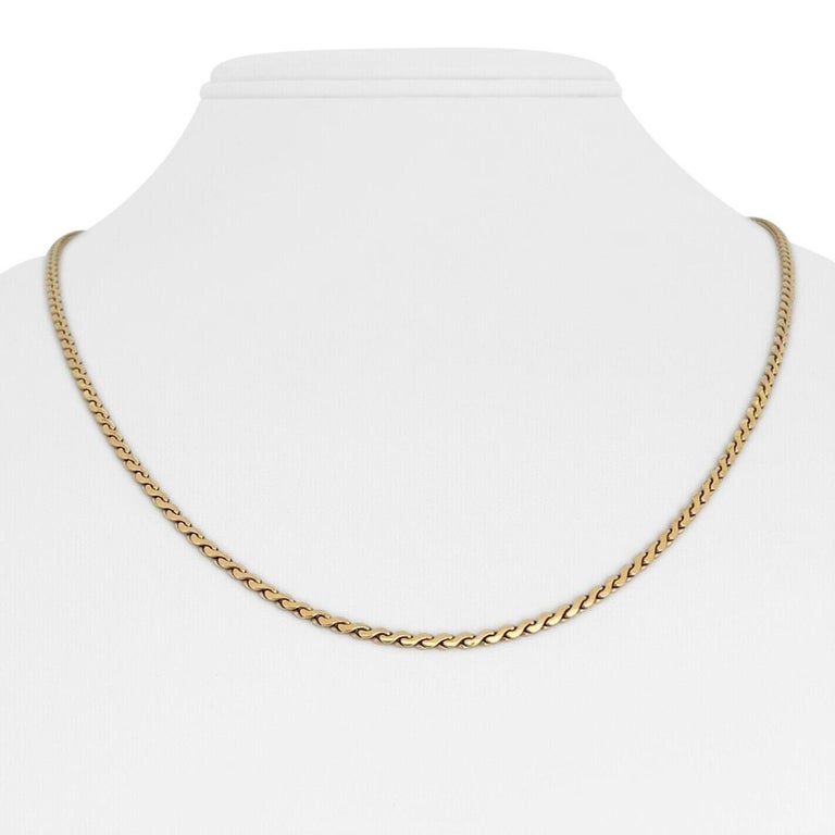 18 Karat Yellow Gold Solid Thin Serpentine Link Chain Necklace Italy ...