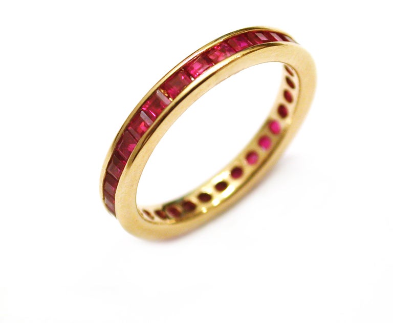 Customizable 18 Karat Yellow Gold Square Princess Cut Ruby Eternity ...
