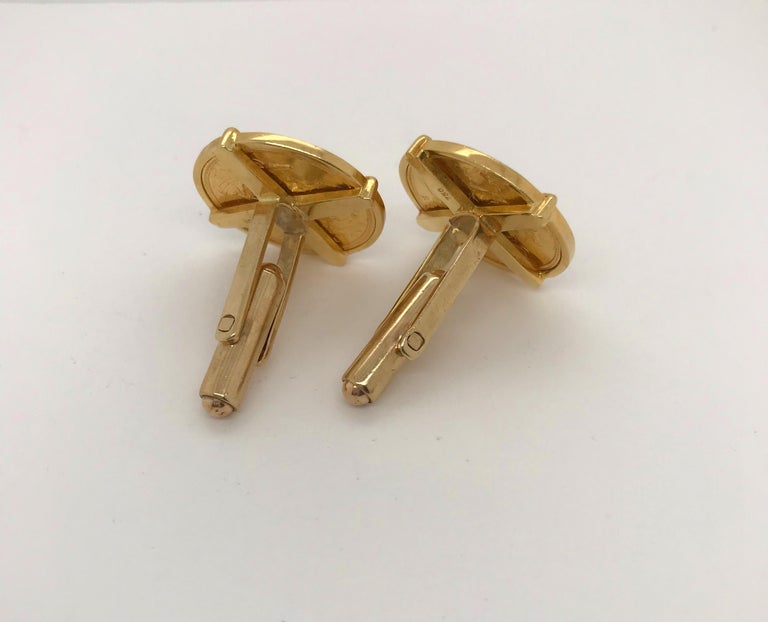 18 Karat Yellow Gold St. George V Half Sovereign Cufflinks at 1stDibs ...
