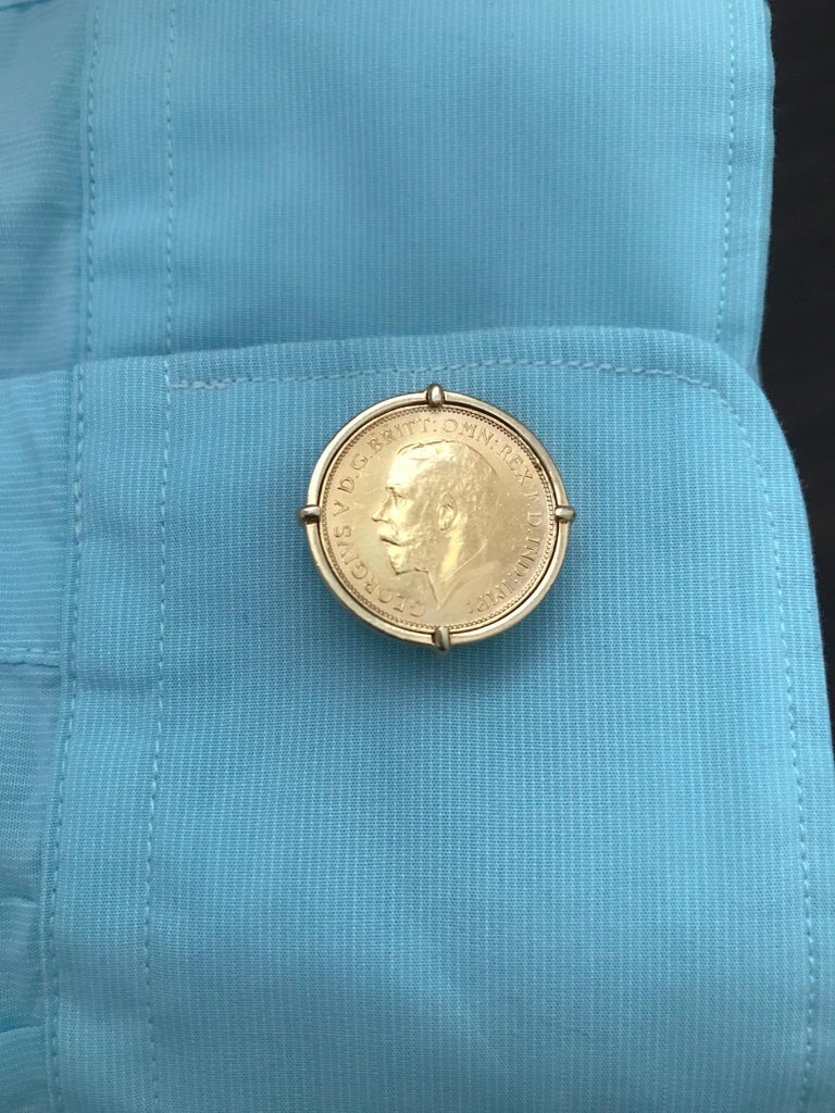 18 Karat Yellow Gold St. George V Half Sovereign Cufflinks at 1stDibs ...