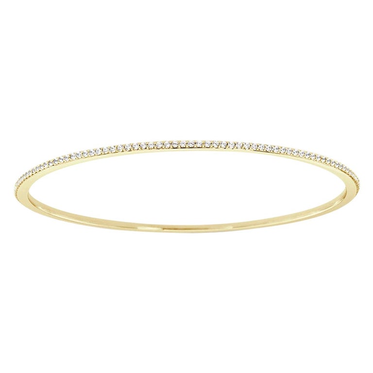 18 Karat Yellow Gold Stackable Micro-Prong Diamond Bangle '1 Carat' For ...