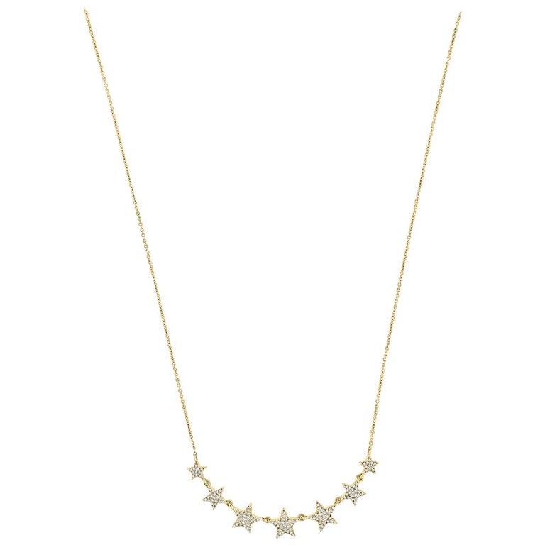 18 Karat Yellow Gold Star Diamond Neckalce '2/5 Carat' For Sale at 1stDibs