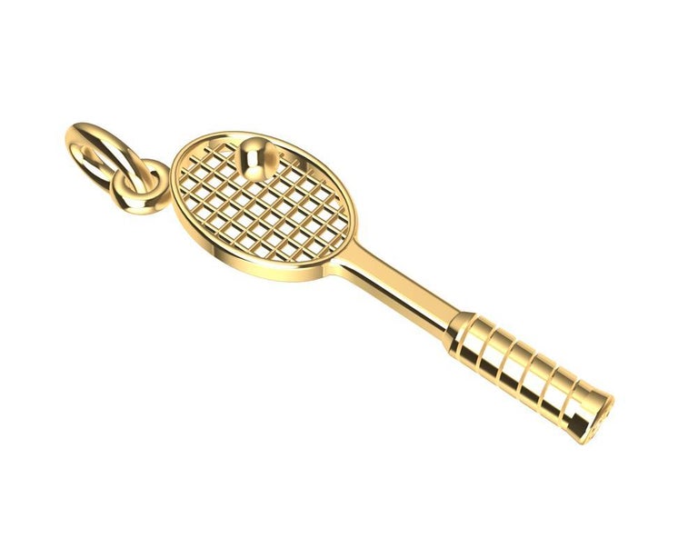 18 Karat Yellow Gold Tennis Racket Charm For Sale at 1stDibs