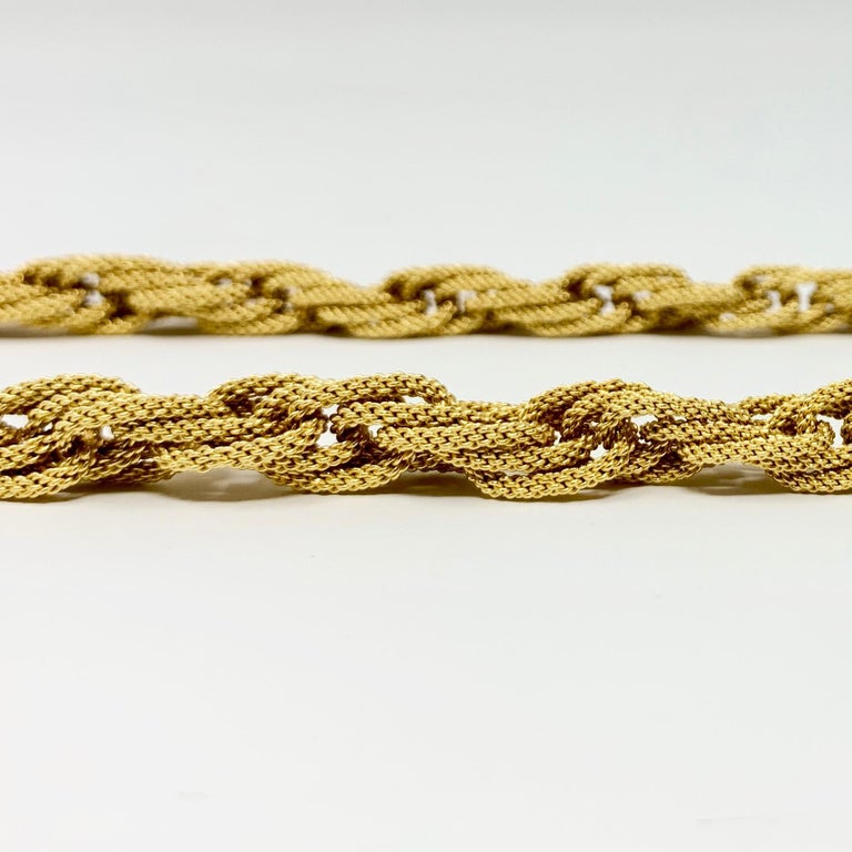 18 Karat Yellow Gold Textured Graduated Twisted Cable Damas Necklace at ...