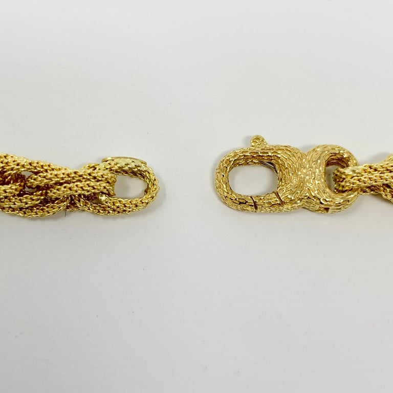 18 Karat Yellow Gold Textured Graduated Twisted Cable Damas Necklace at ...