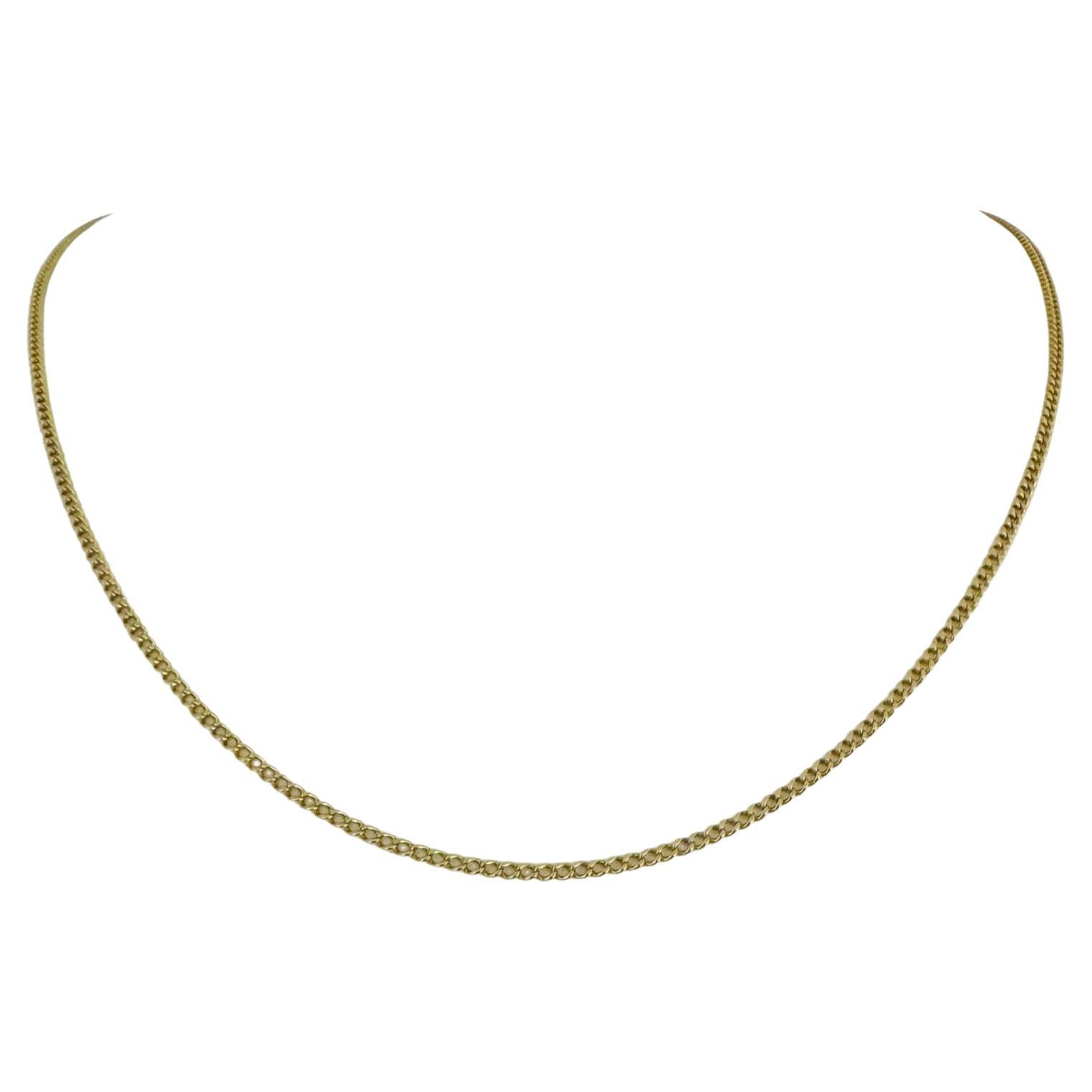 10 Karat Yellow Gold Solid Thin Cuban Curb Link Chain Necklace Italy ...