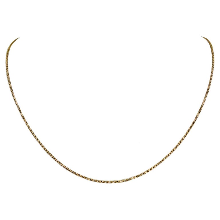 18 Karat Yellow Gold Thin Spiga Wheat Link Chain Necklace, Italy For ...