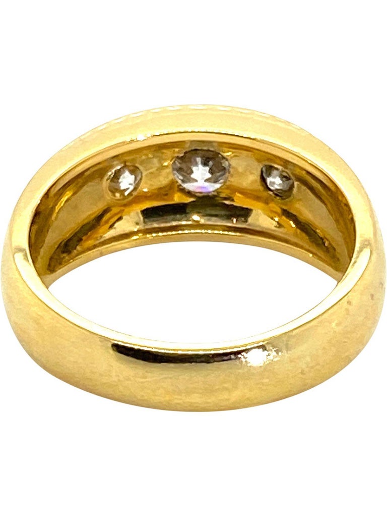 18 Karat Yellow Gold Three Diamond Gypsy Set Ring For Sale at 1stDibs