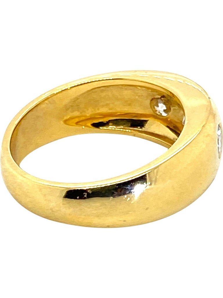 18 Karat Yellow Gold Three Diamond Gypsy Set Ring For Sale at 1stDibs