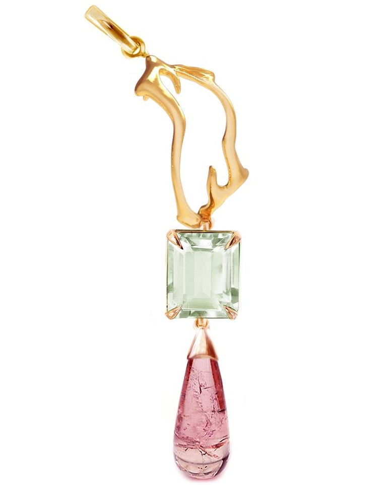 18 Karat Yellow Gold Tibetan Drop Pendant Necklace with Detachable ...