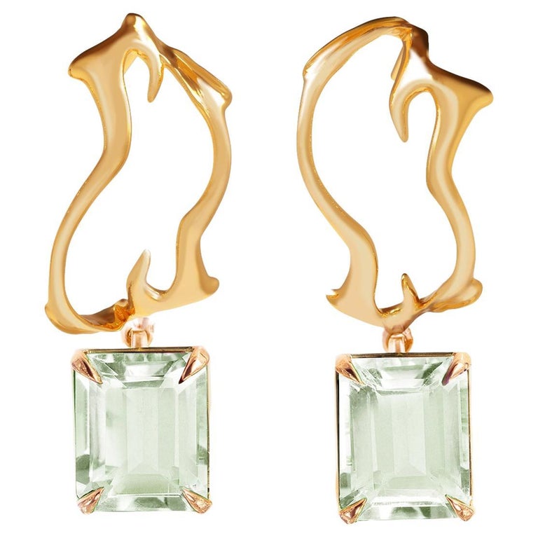 18 Karat Yellow Gold Tibetan Earrings with Detachable Quartes For Sale ...
