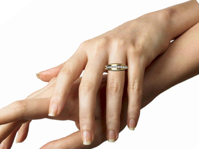Customizable 18 Karat Yellow Gold Two Ovals Diamond Ring For Sale at ...