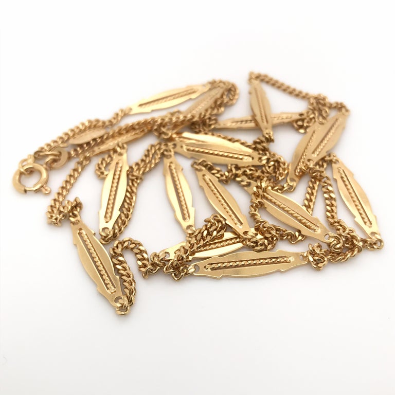 18 Karat Yellow Gold UNO-A-ERRE Fancy Link Chain For Sale at 1stdibs