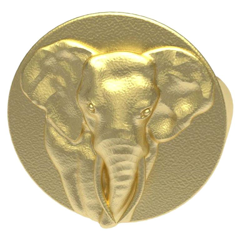 Customizable 18 Karat Yellow Gold Vermeil Elephant Tusks Signet Ring ...