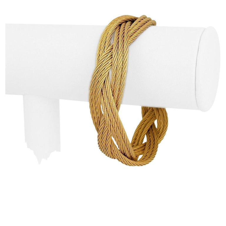 18 Karat Yellow Gold Very Heavy Braided Twisted Wire Bracelet For Sale ...