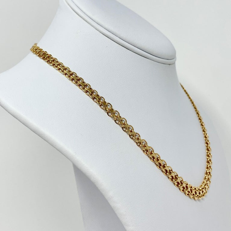 18 Karat Yellow Gold Vintage Graduated Bismark Necklace For Sale at 1stDibs