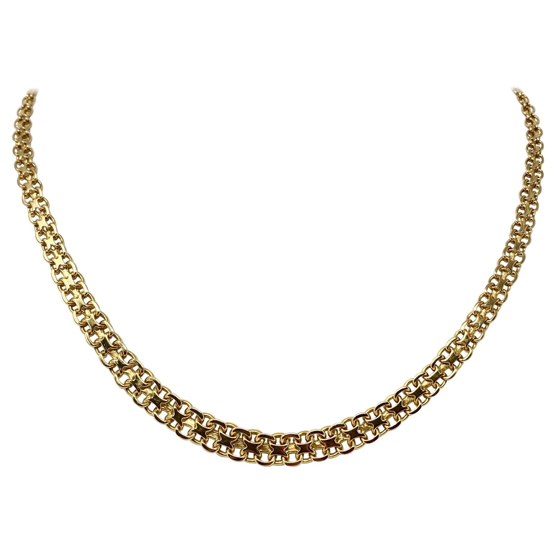 18 Karat Yellow Gold Vintage Graduated Bismark Necklace For Sale at ...
