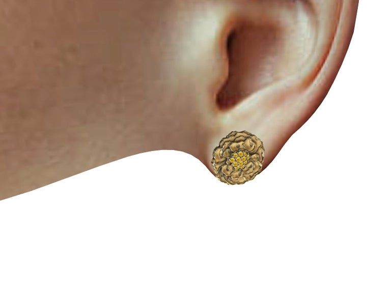 18 Karat Yellow Gold Vivid Yellow Natural Diamond Marigold Stud ...