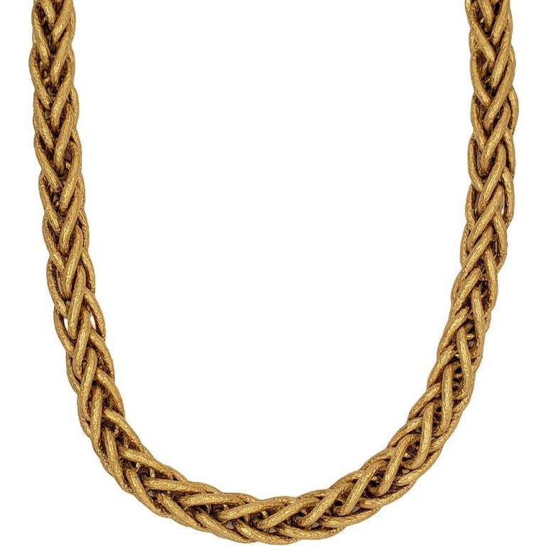 18 Karat Yellow Gold Wheat Chain at 1stDibs