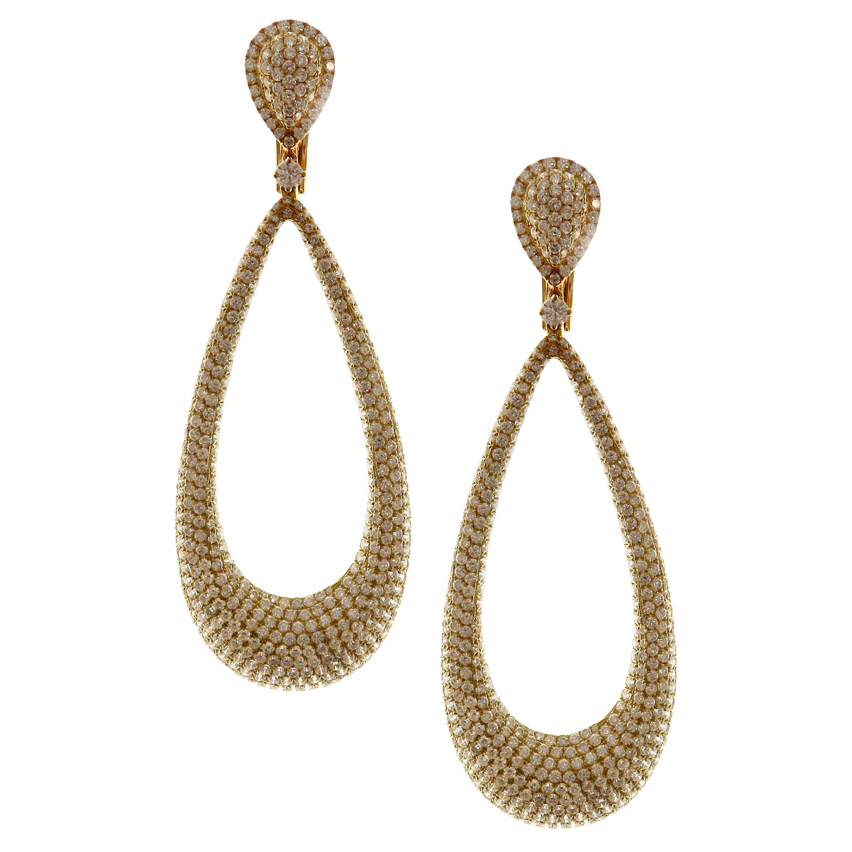 Yellow Pear Shape and White Diamonds Set in Two Color Gold Dangle ...