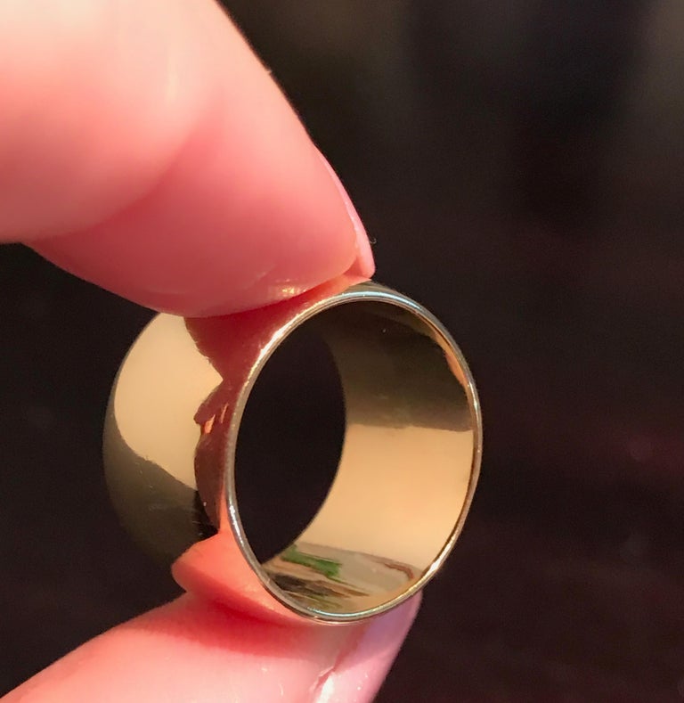 18 Karat Yellow Gold Wide Band Ring at 1stDibs