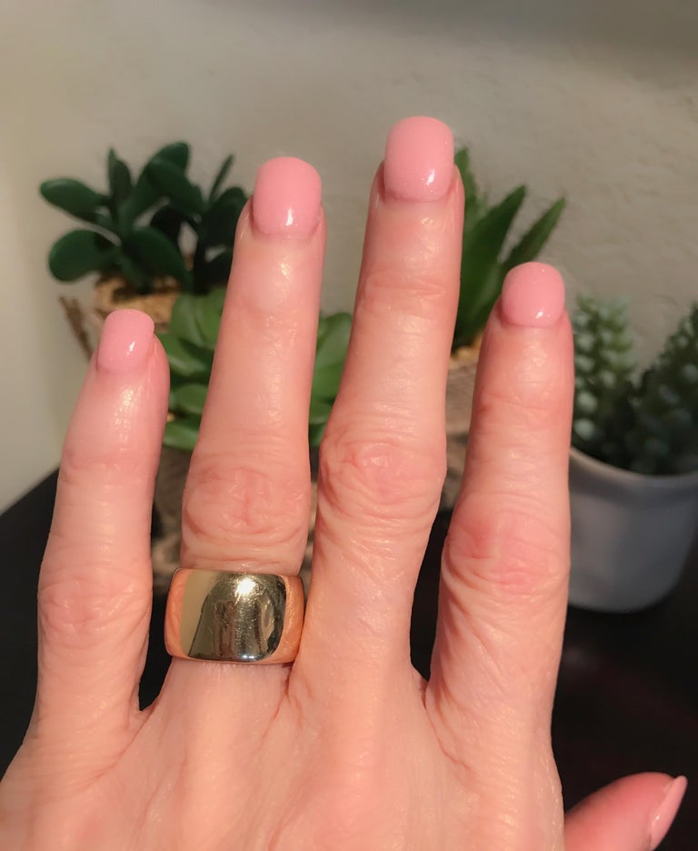 18 Karat Yellow Gold Wide Band Ring at 1stDibs