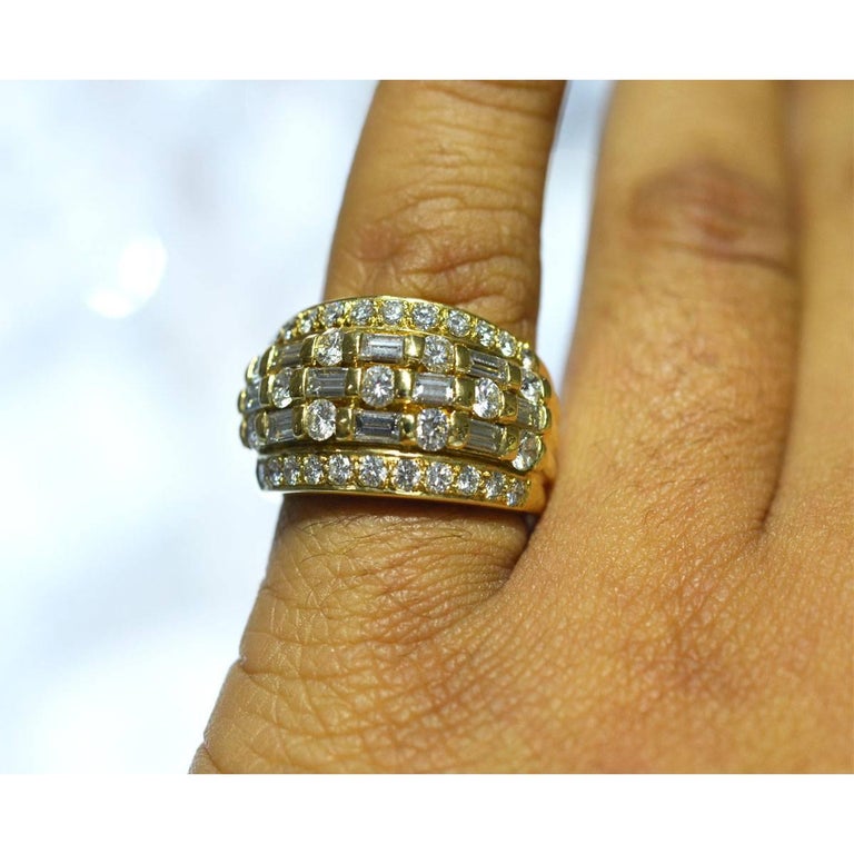 18 Karat Yellow Gold Wide Five-Row Ring For Sale at 1stDibs